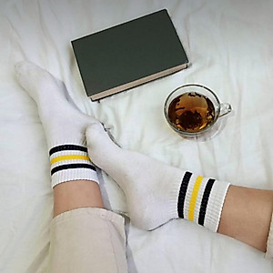 Fszsaa Novelty Socks For Women Striped Retro Mini Crew Socks Sporty Calf Socks Casual Cotton Ankle Socks Women