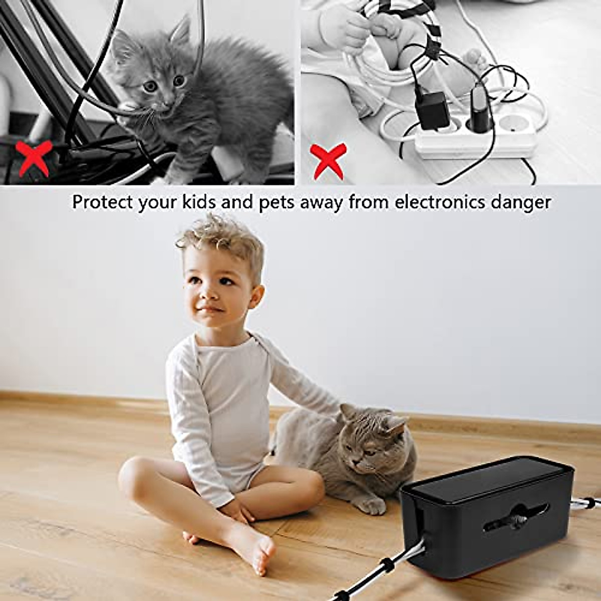 Cable Management Box,Cord Box to Hide Power Strips,Cord Organizer Hider ...