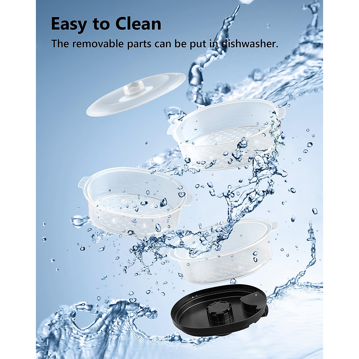 13.7QT Electric Food Steamer for Cooking, 3 Tiers Vegetable Steamer, 800W Fast Simultaneous Cooking, 60-Minute Timer, Veggies Steamer, Ideal for Fish Seafood Rice, BPA-Free Baskets(Black)