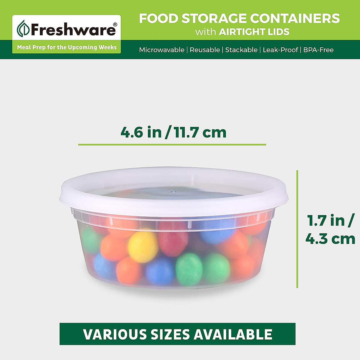 Freshware Food Storage Containers [240 Set] 8 oz Plastic Deli Containers with Lids, Slime, Soup, Meal Prep Containers | BPA Free | Stackable | Leakproof | Microwave/Dishwasher/Freezer Safe