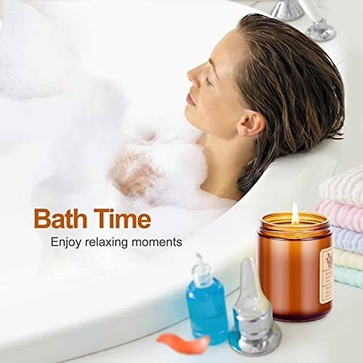 Veteble Lavender Scented Candles for Men, Women, Aromatherapy Candle for Stress Relief, Meditation, Relaxation, Bath, Yoga, Soy Wax Candles, 50 Hours Burn Time