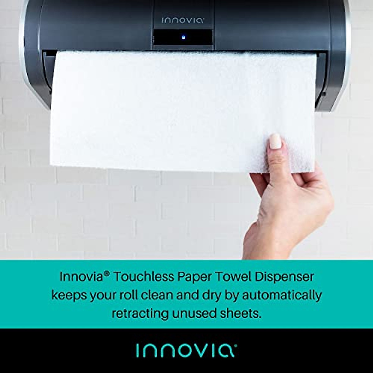 Innovia Automatic Paper Towel Dispenser. Touchless Technology. Works with Most Paper Towel Brands and Sizes. Dispenses The Number of Sheets You Need. White, Under Cabinet Mounted.