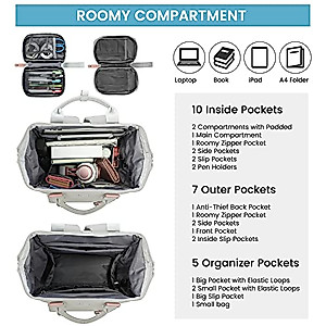 LOVEVOOK Laptop Backpack for Women, Teacher Nurse Bag Work Travel Computer Backpacks Purse,Daypack