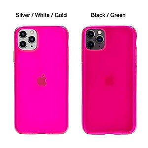 NYCPrimeTech iPhone 11 Pro Max Case/Slim & Soft Transparent Neon Pink Cover with Bumper Edge for iPhone 11 Pro Max/Cute Flexible & Stylish Protection // 6.5" (Hot Pink)