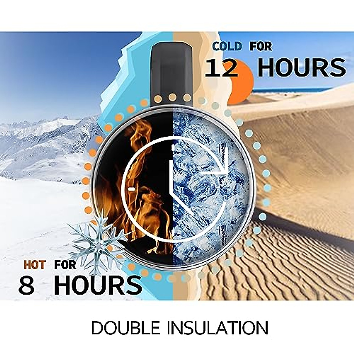 coolgood 40 Oz Boho sun moon and stars Mug Tumbler Stainless Steel Vacuum Insulated Mug with Handle Double Vacuum Travel Coffee Cup on Screw Lid and Straw