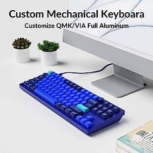 Keychron Q3 Wired Custom Mechanical Keyboard Knob Version, TKL Tenkeyless QMK/VIA Programmable Macro with Hot-swappable Gateron G Pro Red Switch Double Gasket Compatible with Mac Windows Linux (Blue)