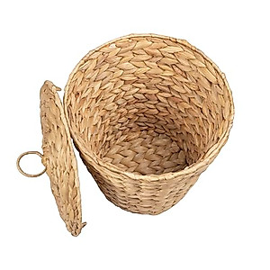 TREVIETDECOR Wicker Trash Can with Lid | Wicker Trash Basket | Wicker Waste Basket for Bathroom, Bedroom, Kitchen, Living Room