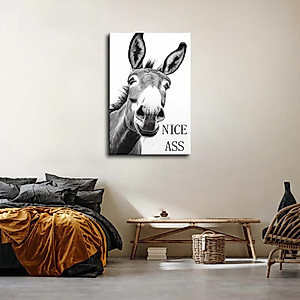 NICE ASS - Funny Donkey Animal Canvas Poster Holiday Gift HD Picture Modern Aesthetics Mural Wall Art Decoration (Framed,08×12inch)