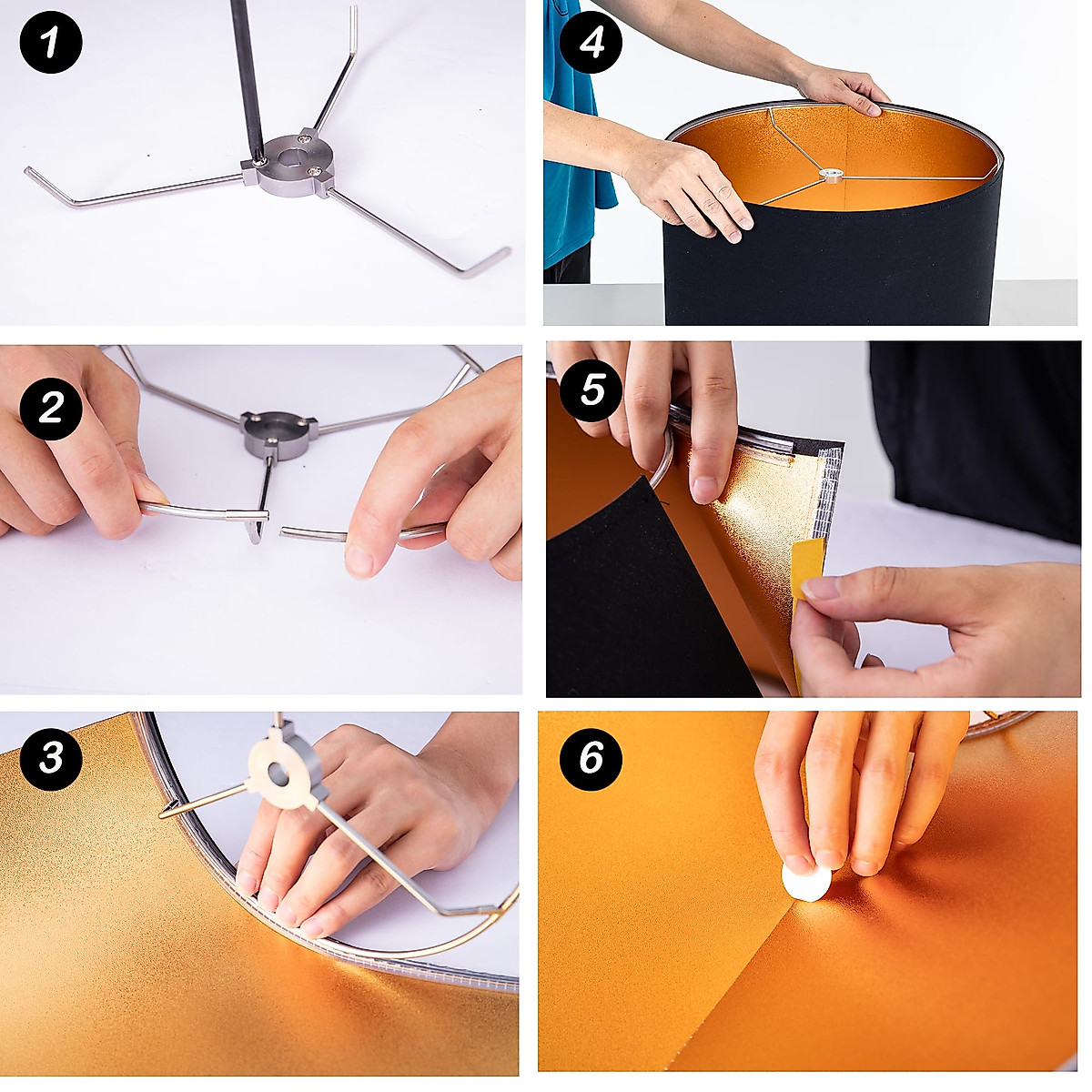 Wellmet 16"x16"x12" Assembly Required Lampshade for Table Lamp, Bedside Lamp, Floor Lamp, Fabric Drum Lampshade Classic Modern Style, Spider Fitter, Blue