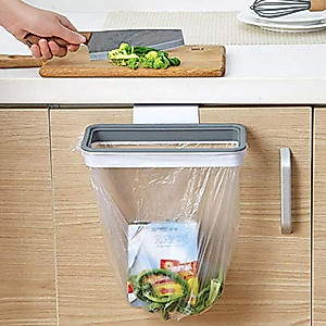 SUGN Practical Drawer Cabinet Door Rubbish Can Trash Bin Trash Rack Garbage Bag Holder Hanging Basket Storage Organizer(White)