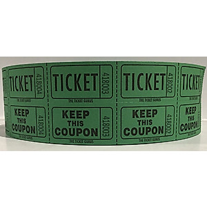 The Ticket Gurus-Raffle Tickets - (4 Rolls of 2000 Double Tickets) 8,000 Total 50/50 Raffle Tickets (2 Green & 2 White)