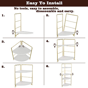 3-Tier Kitchen Spice Rack , Standing Rack,Triangle Bathroom Countertop Storage Shelf ,Cosmetic Organizer Holder , Stackable Cabinet Organizer , Kitchen Counter Shelf , Corner Spice Rack ,Golden