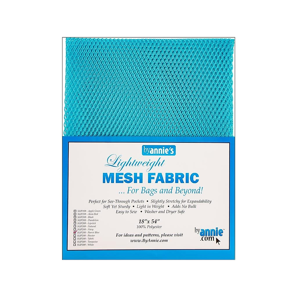 Annie SUP209-PARROT Blue Lightweight 18x54 Parrot Blue Mesh Fabric LTWT 18x54ParrotBl, 54 Inches