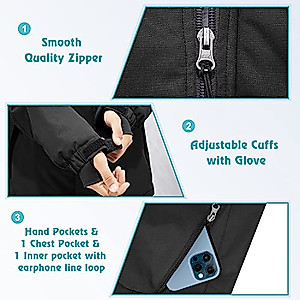 FARVALUE Mens Waterproof Ski Jacket Winter Warm Snow Coat Windbreaker Snowboarding Jacket Mountain Raincoats with Hood Black Large