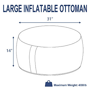 Melody Elephant Outdoor Inflatable Stool Ottoman, All Weather Portable Footrest Stool, Furniture Stool Ottomans for Home Garden Beach, D31”xH14”, Vigour Paisley