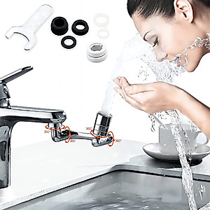 1440°Swivel Faucet-Extender Universal Sink-2 Mode Splash Filter Extension-Water Aerator, Kitchen Bathroom 360° Angle Rotatable Spray Attachment, Multifunctional Robotic Arm -Washing Eye/Hair/Face