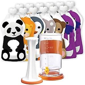 Squooshi Filling Station Baby Food Pouch Maker/Filler + 12 Large 5 oz Pouches for semi-Solid Foods