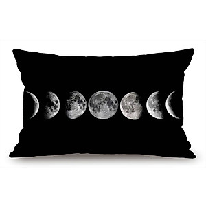 Lumbar Throw Pillow Cover 12x20 Inch Decorative Bedroom Living Room Moon Phases Rectanglar Cushion Case for Bed Sofa Couch