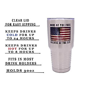 Rogue River Tactical Home of the Free USA Flag Military Veteran 30 Oz. Travel Tumbler Mug Cup w/Lid Vacuum Insulated Hot or Cold Gift