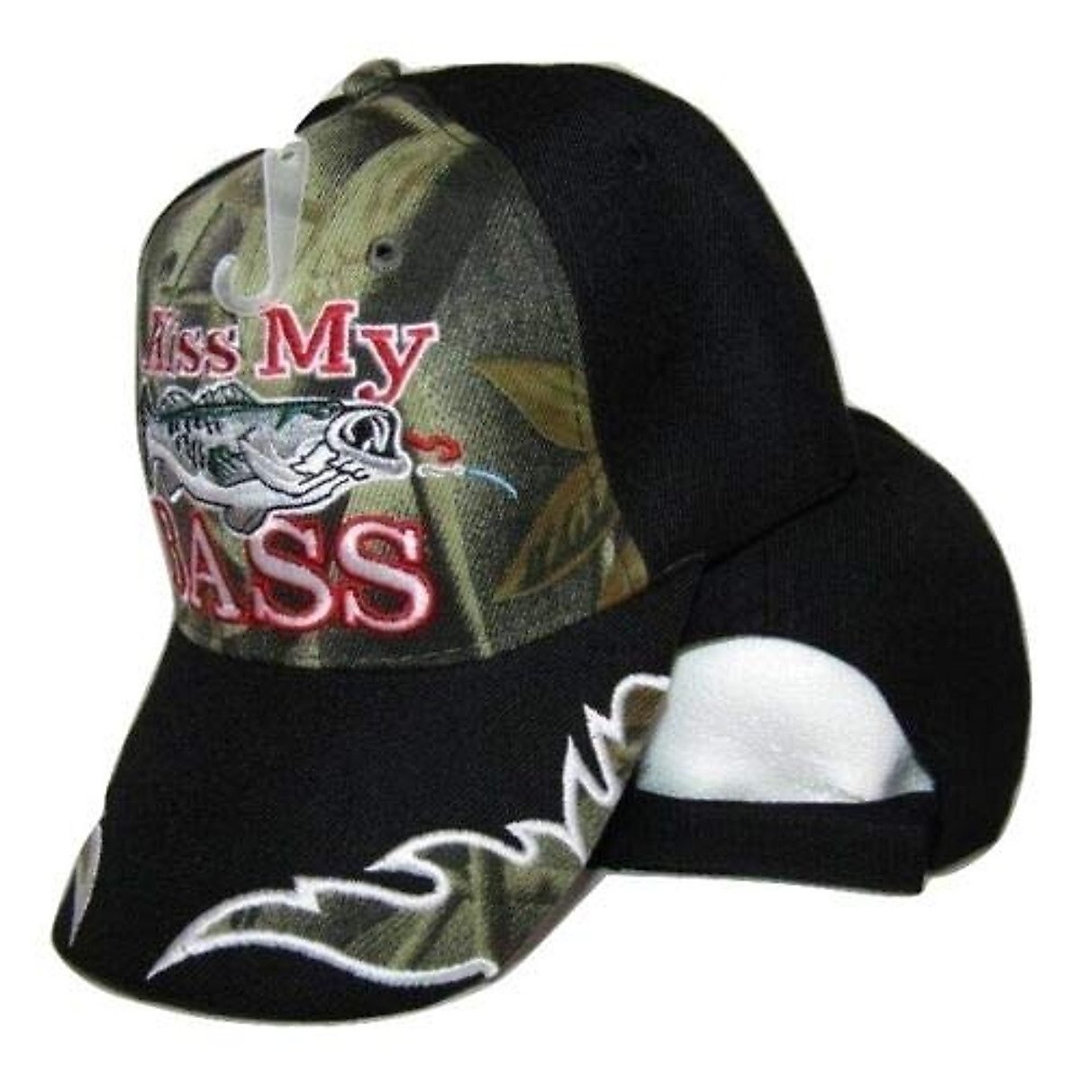 Trade Winds Redneck Hillbilly Kiss My Bass Black/Camo Camouflage Fishing Cap #1 CAP920 Hat