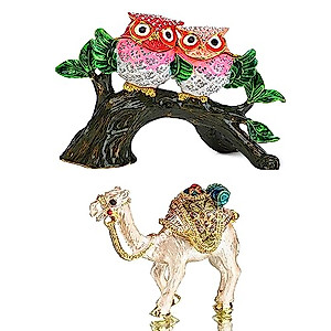 YU FENG Cute Owl And Camel Animal Trinket Jewelry Box