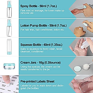 NUTAKI Tsa Approved Travel Toiletry Bottles Containers Kit (LEAKPROOF BPA FREE) Travel Accessories - 12 Pieces/Clear Case