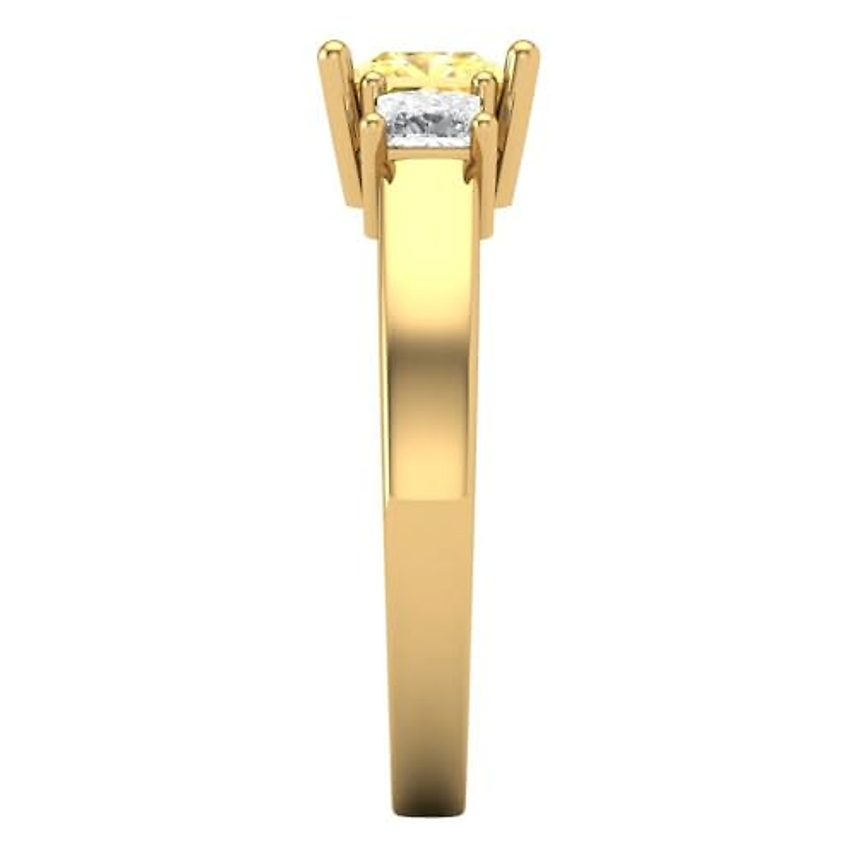 Clara Pucci 0.95ct Princess cut 3 stone Solitaire Yellow Simulated Diamond Engagement Promise Anniversary Bridal Ring 18K Yellow Gold 9.5