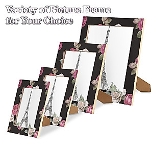 POFATO Red & White Roses 8x10 Picture Frame Wood Photo Frame for Tabletop Display Wall Mount Picture Frame Display 8 x 10 Inch Photo Wall Decor Home Gift Frames