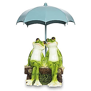 Jy.Cozy Frog Statue Garden - Resin Happy Couple Frogs on Bench Figurines, Garden Frog Decor Summer Decorations, for Patio Yard Lawn Porch, Ornament Gift