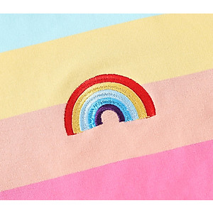 Julerwoo Toddler Girls Cotton Stripe Sweatshirt Hoodie Rainbow Embroidery Pocket Pullover Tops (2T, Color Stripe)