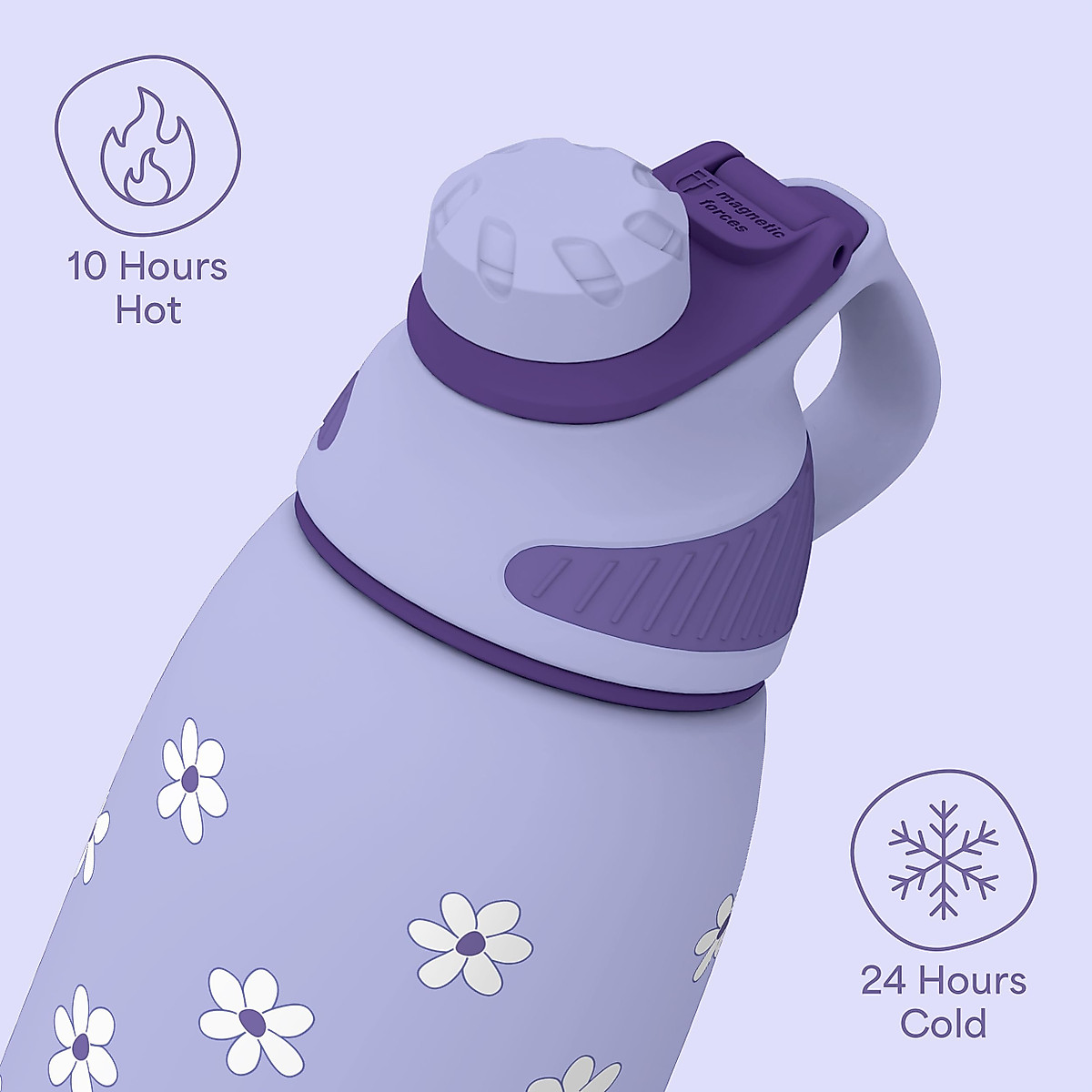 Ottle Reef Roamer Stainless Steel Water Bottle - 34 oz Insulated Flask with Leak Proof Lid, BPA free & Carry Handle - Hot & Cold Gym Water Bottle for Travel, Camping & Sports - Daisy Love