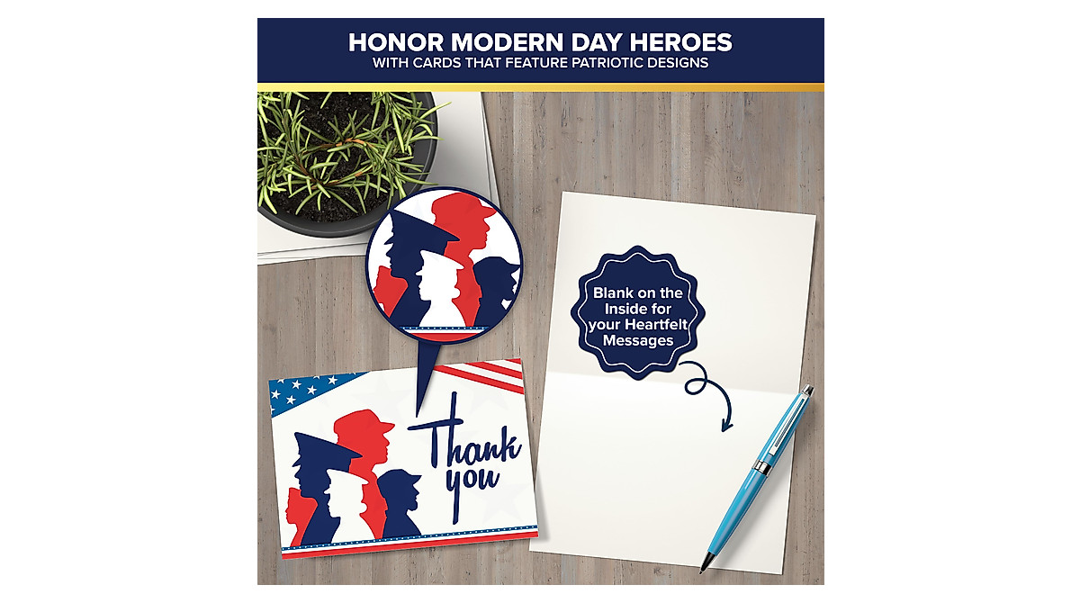 Decorably 120 Pack Veterans Day Cards - Thank You Cards