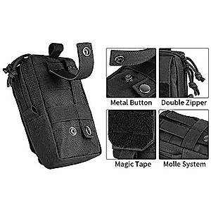 IronSeals Multi-Purpose Tactical Molle Pouch Waist Bag for Mobile Phone Belt Pouch Holster Cover Case for iPhone 14 Pro Max/13 Pro Max/12/11 Pro Max/XS Max, Size L