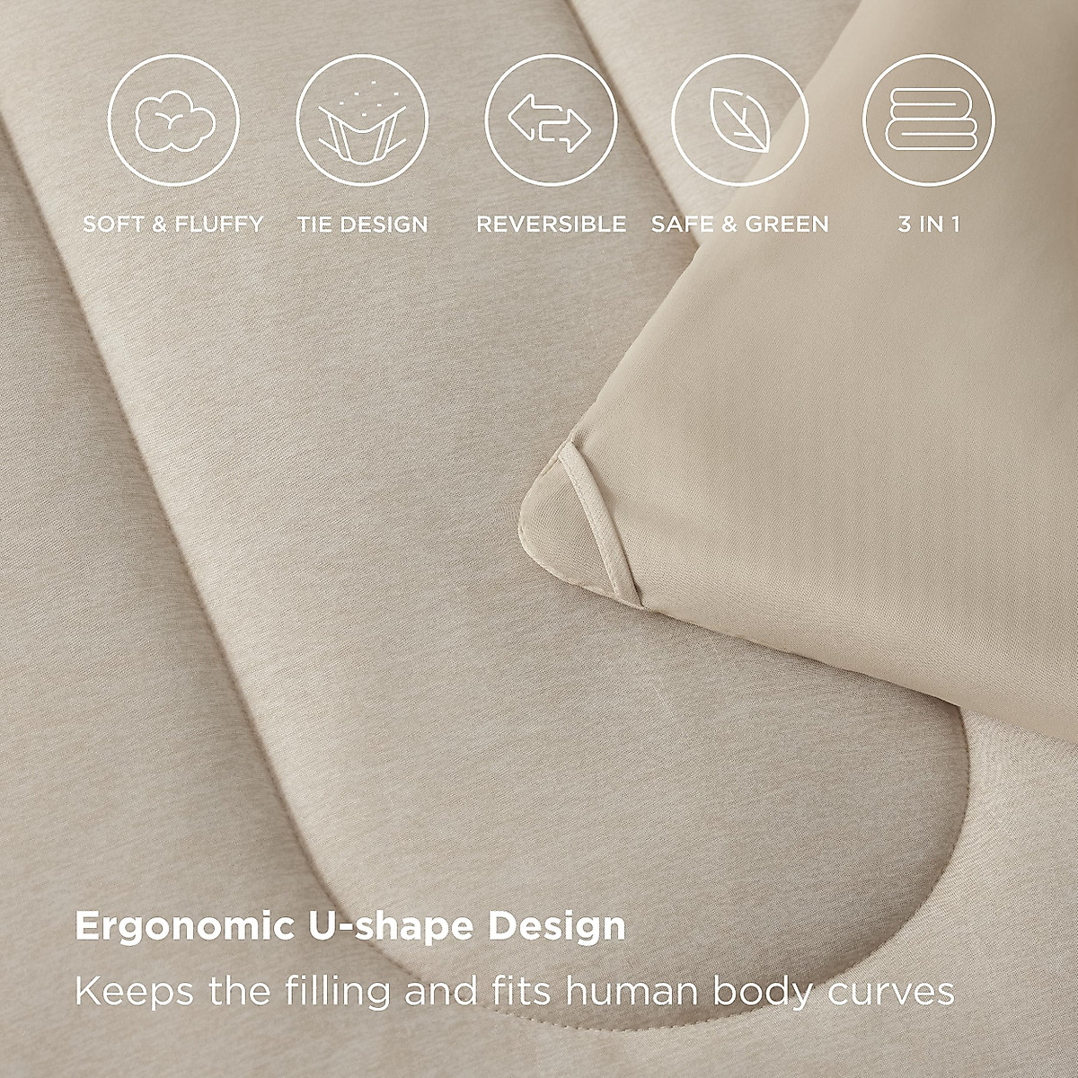 Bedsure Queen Comforter Set - Cooling and Warm Bed Set, Linen Reversible All Season Cooling Comforter, 3 Pieces, 1 Queen Size Comforter (88"x88") and 2 Pillow Cases (20"x26")