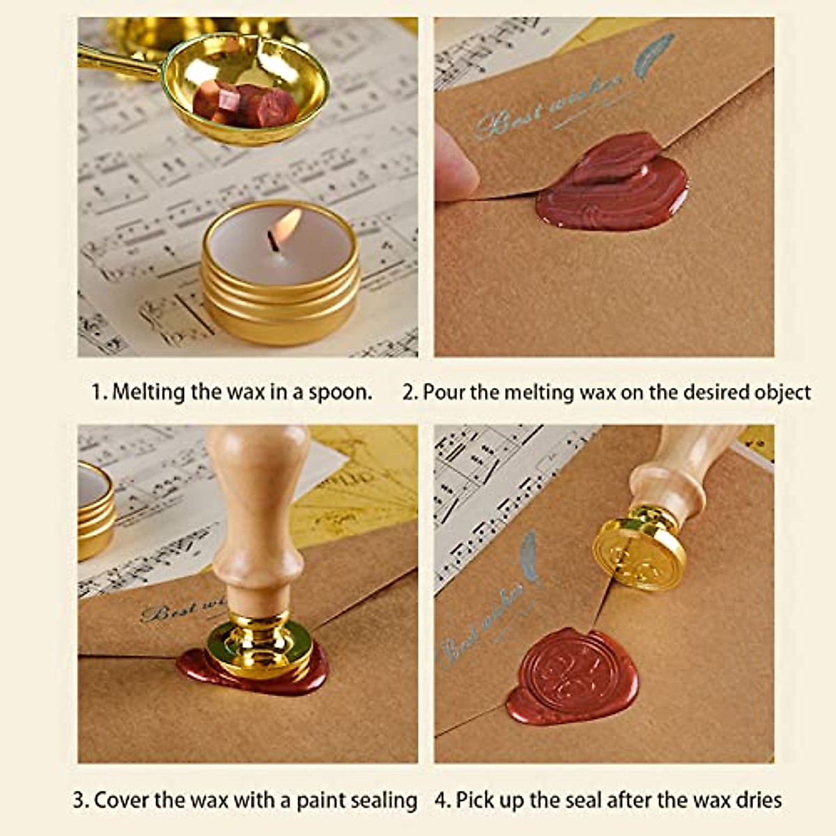 Quill Feather Pen Set, Calligraphy Pen Set with Colored Varnish Wax, Exquisite Quill Pen, Gift Kit for Writing, Drawing, Signatures Purple