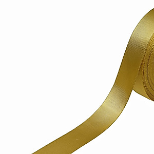 QIANF 1 Inch Wide Satin Ribbon Gold Ribbon for Gift Wrapping Hair Bow Chair Sash Valentine's Day Wedding Birthday Party Invitation Decorations Floral Craft Sewing, 25 Yards
