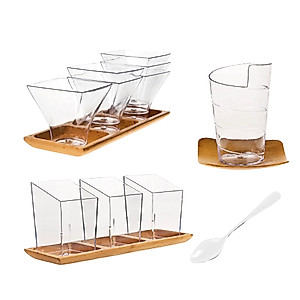 60 pack dessert cups of 3 oz, 2.5 oz and 2 oz. 3 varieties in size and shape also 20 of each shape perfect for appetizer, dessert and serving parties, plus FREE 60 spoons