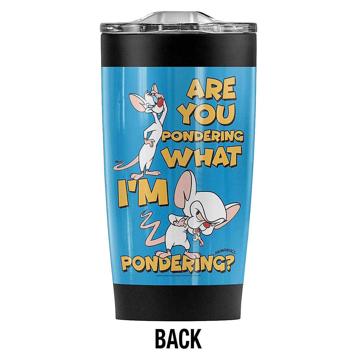 Logovision Pinky and the Brain Brain Pondering Stainless Steel Tumbler 20 oz Coffee Travel Mug/Cup, Vacuum Insulated & Double Wall with Leakproof Sliding Lid | Great for Hot Drinks and Cold Beverages