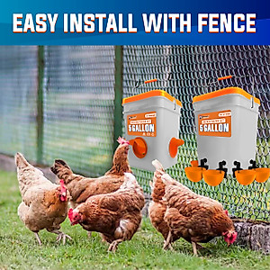 PAMAZY 5-Gallon/44 Pounds Automatic Chicken Feeder &Waterer Set2 Buckets),Chicken PortWater Cup NoWaste,Rain Proof Poultry Feeder,Avoid Small Animals. Suitable for Chicken,Duck,Turkey,Grey,OrangeCKF)