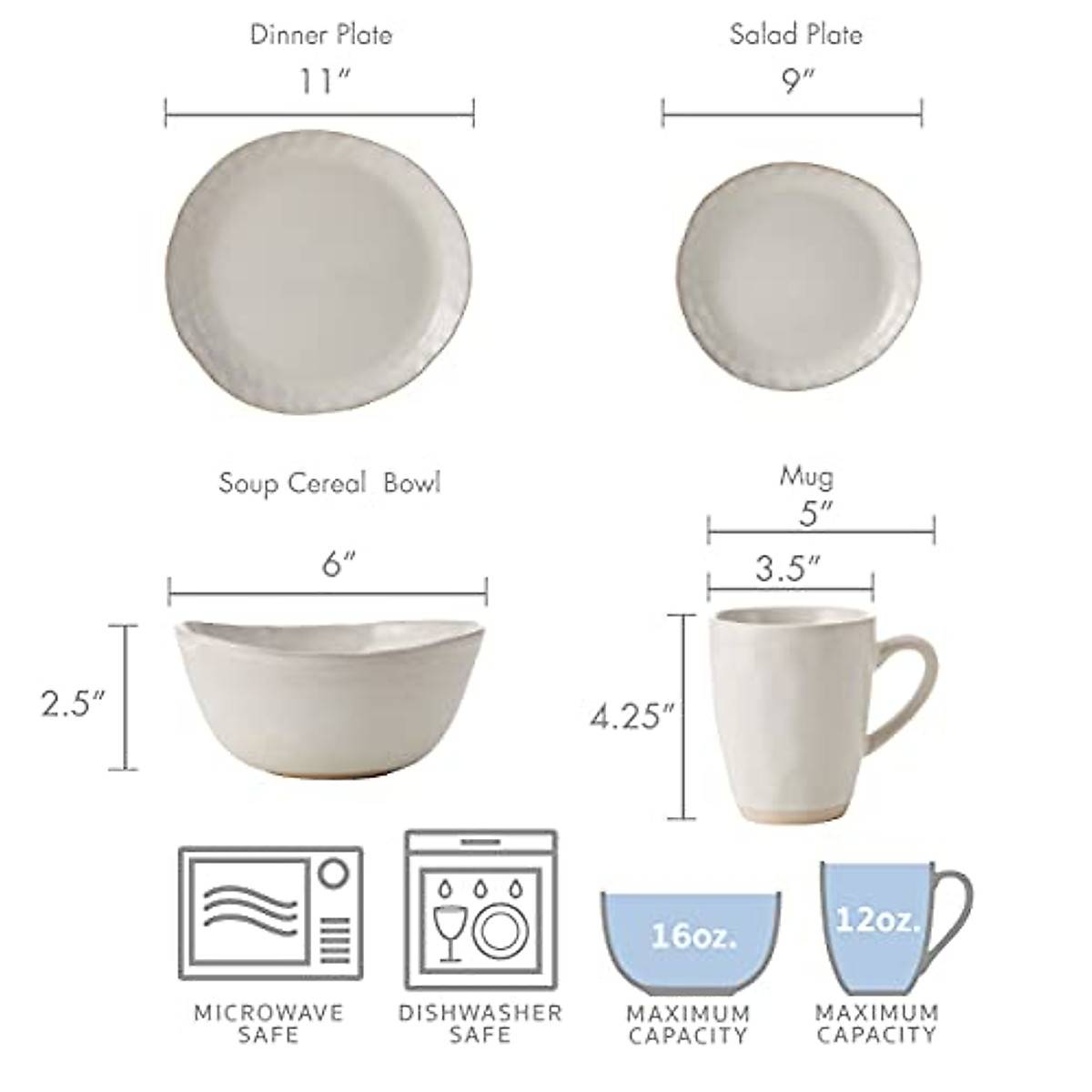 Mikasa Cora 16 Piece Dinnerware Set, Service For 4, White