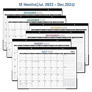 2023-2024 Desk Calendar - 18 Months Large Monthly Desk Calendar from Jul 2023 - Dec 2024, 17" x 12", Desk Pad, Large Ruled Blocks, To-do List & Notes, Best Desk Calendar for Organizing