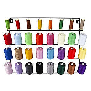 Katai - Sewing Thread Wall Mount Rack Display - 32 Spool Storage Organizer - Complete with 3 Spool Huggers