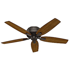 Hunter Fan Company, 53314, 52 inch Newsome Premier Bronze Low Profile Ceiling Fan with LED Light Kit and Pull Chain
