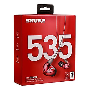 Shure SE535LTD Professional Wired Sound Isolating Earbuds, High Definition Sound + Natural Bass, Three Drivers, Secure in-Ear Fit, Detachable Cable, Durable Quality - Red