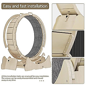 Homegroove Cat Exercise Wheel for Indoor Cats, Cat Running Wheel with Carpeted Runway, Cat Sport Treadmill Wheel for Kitty’s Longer Life, Fitness Weight Loss Device, 39.3" H Natural Wood Color(M)