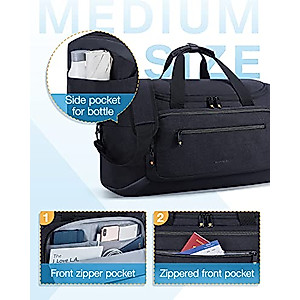 Travel Duffle Bag, BAGSMART 40L Gym Bag for Men with Shoe Bag, Carry On Weekender Overnight Bag with Multiple Pockets for Travel Essentials, Sports, Traveling(Black)