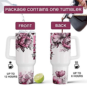 Fancyfams - Christian Gifts for Women Faith, 40 oz Tumbler Travel Mug - Birthday & Religious Gifts, Inspirational Best Friend Tumbler (Pray - 40oz)