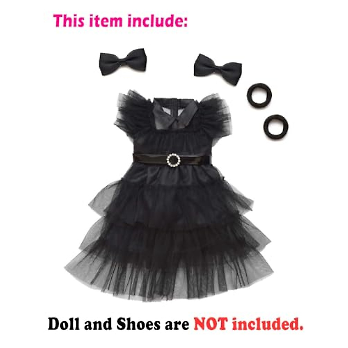 Sweet Dolly 18 Inch Doll Clothes Black Party Dress Costume Doll Accessories for 18 Inch Dolls (Doll NOT Included)
