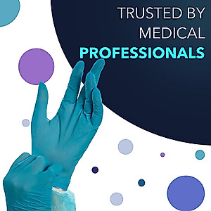 Circlecare Powder-Free Nitrile Disposable Exam Gloves, Industrial Medical Examination, Latex Free Rubber, Non-Sterile, Food Safe, Textured Fingertips, Ultra-Strong, Pack of 200, Blue -