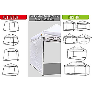 ABCCANOPY Instant Canopy SunWall 10x10 FT, 1 Pack Sidewall Only, White